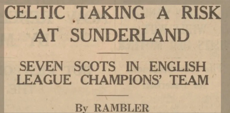 1936-09-16: Sunderland 1-1 Celtic, Friendly – The Celtic Wiki
