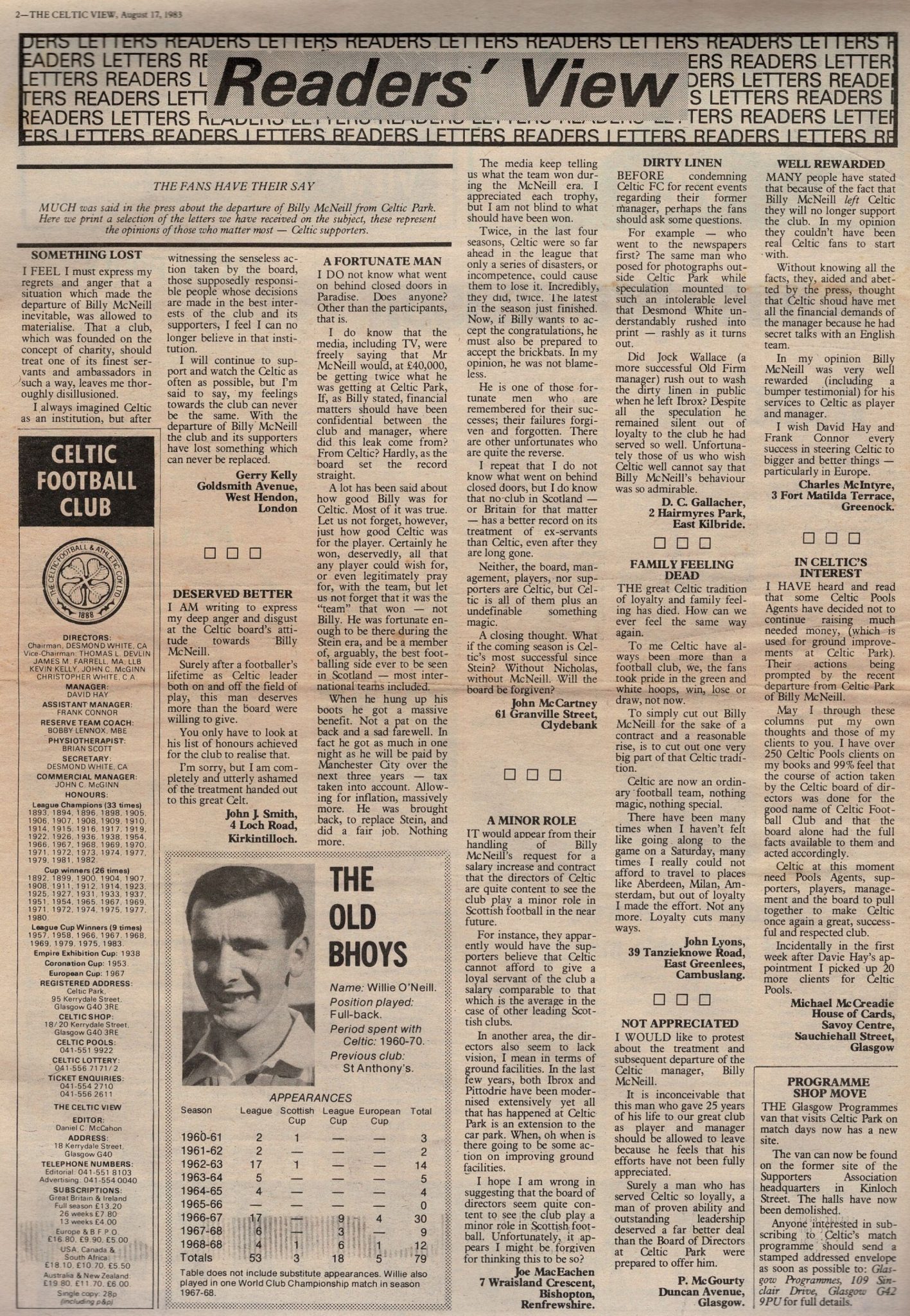 The Celtic View – The Davie Hay Years (1983-87) – The Celtic Wiki